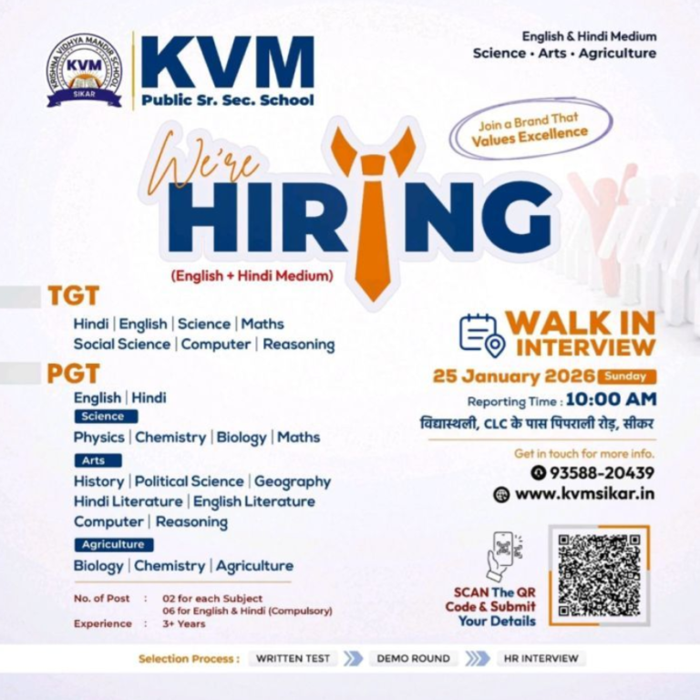 KVM Public School Sikar Recruitment 2026 | Walk-in Interview for TGT ...